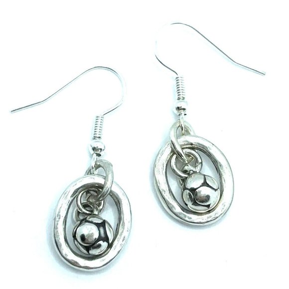 Brighton | Jewelry | Brighton Pebble Metal Silver Hoops Beads Hammered ...